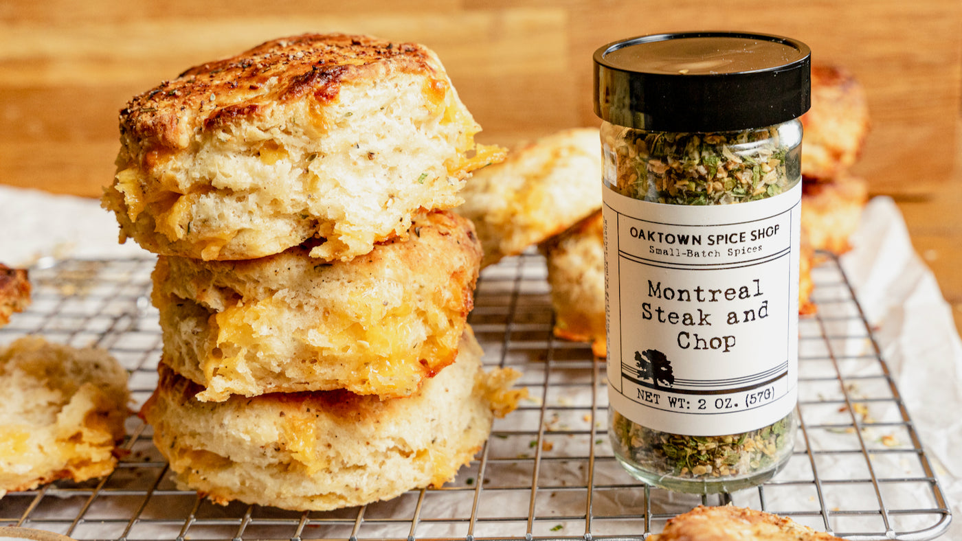 Cheddar Biscuits with Montreal Steak & Chop Seasoning - Oaktown Spice Shop